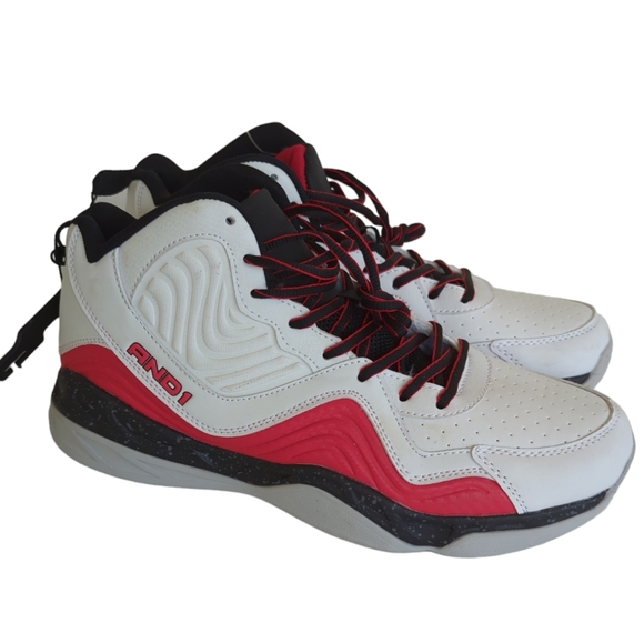 And1 | Shoes | New And High Top Lace Up Basketball Sneakers 1 Red White ...